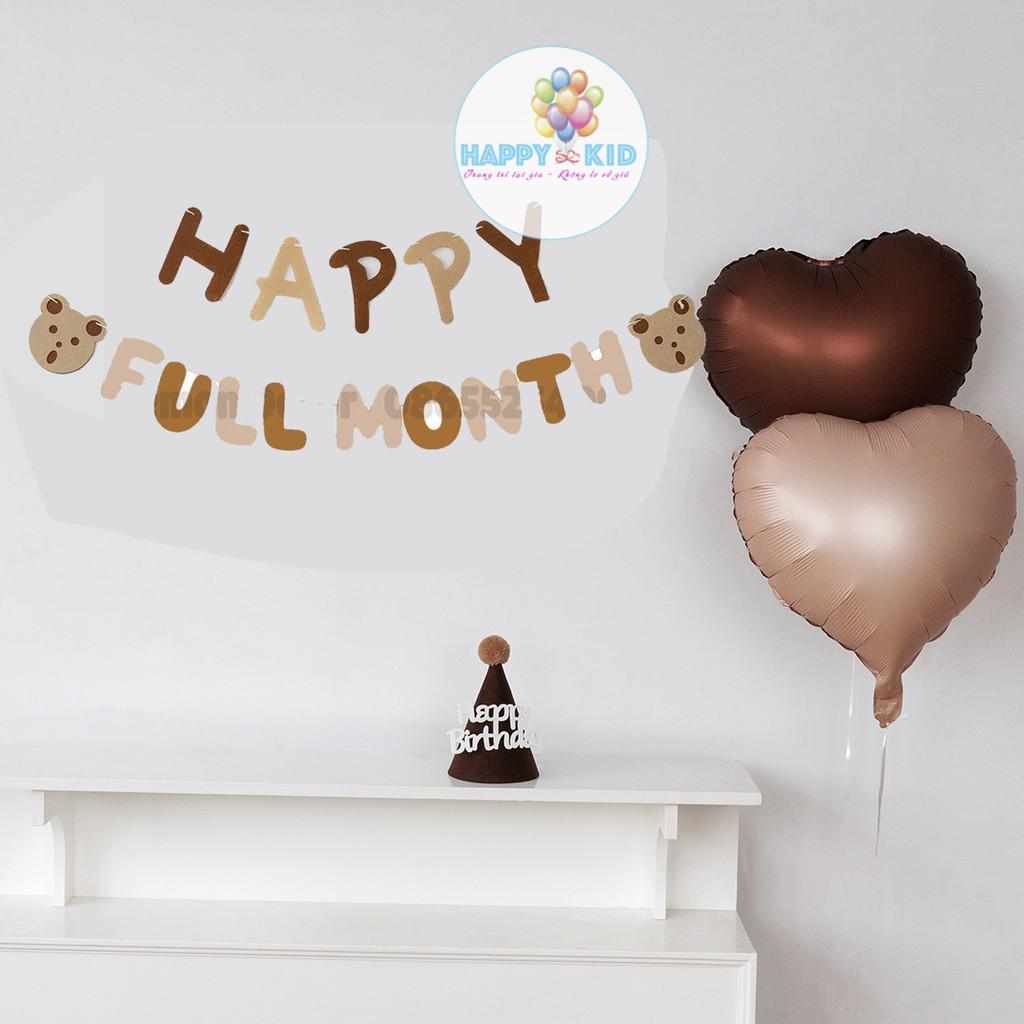 Dây chữ Happy Full Month mẫu gấu chất liệu dạ nỉ trang trí đầy tháng ...