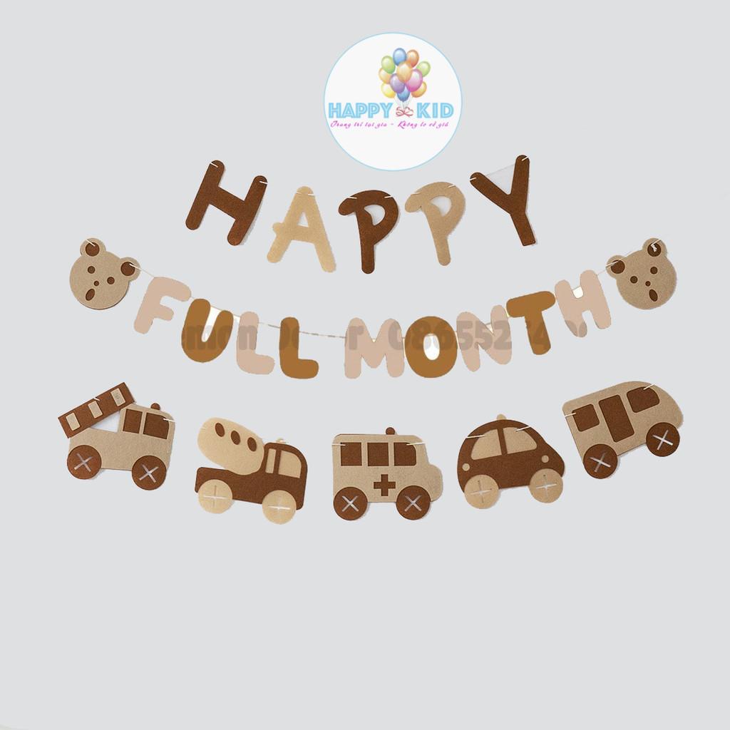 Dây chữ Happy Full Month mẫu gấu chất liệu dạ nỉ trang trí đầy tháng ...